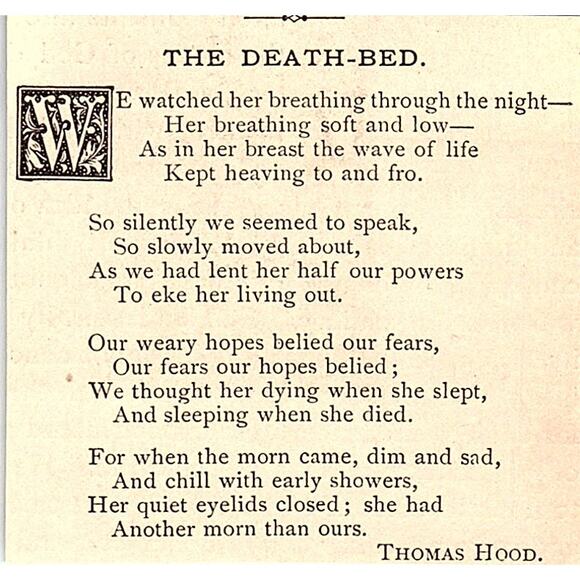 None and/or Unknown | Accents | The Deathbed Thomas Hood 884 Poem Ag3m1 ...